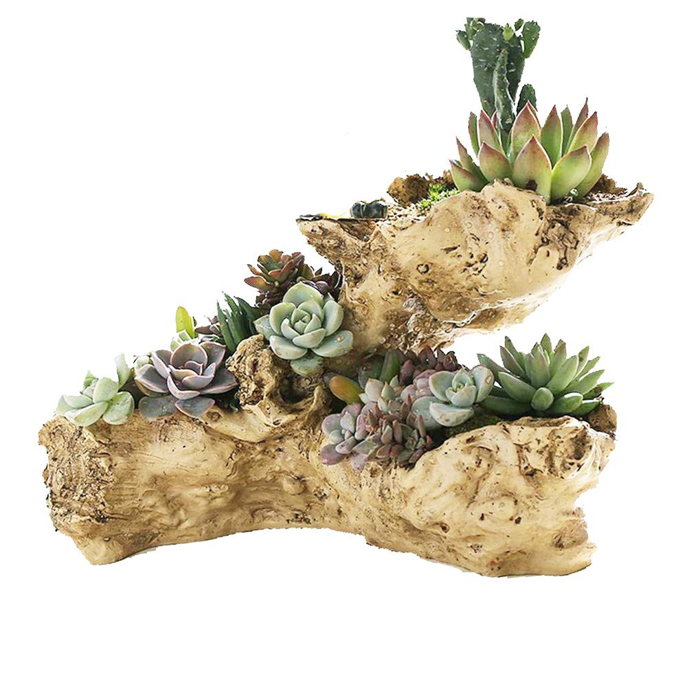 Faux Driftwood Planter Sculpture Multilayer Log Planter Artificial Tree ...