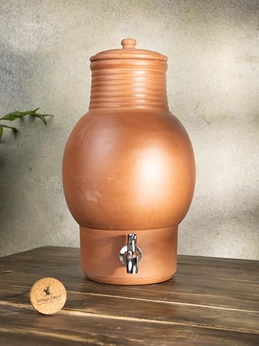 Village Decor Terracotta Water pot With Lid&304 Stainless Steel tap ...