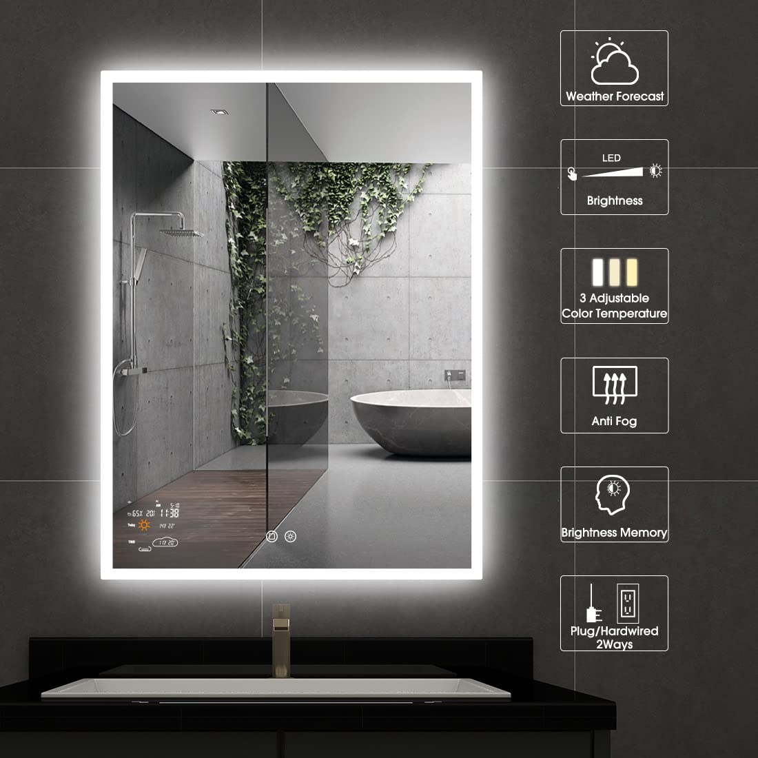 Mua Evokor 24 x 32 Inch Led Smart Bathroom Mirror with Lights, Anti Fog ...