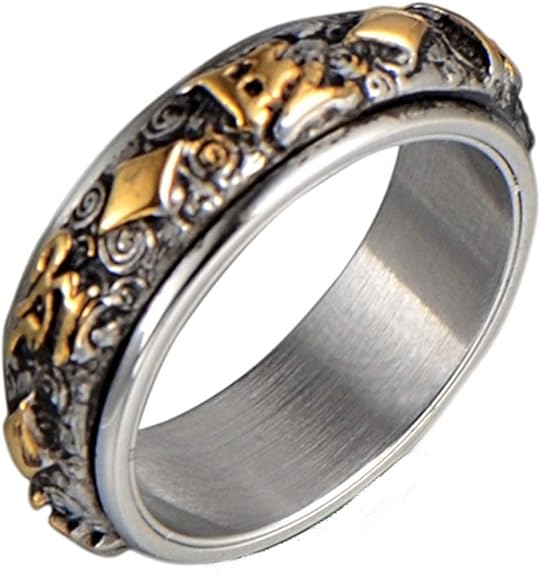 Mantra Rotating Men Forefinger Ring Single Retro Titanium Steel Jewelry ...