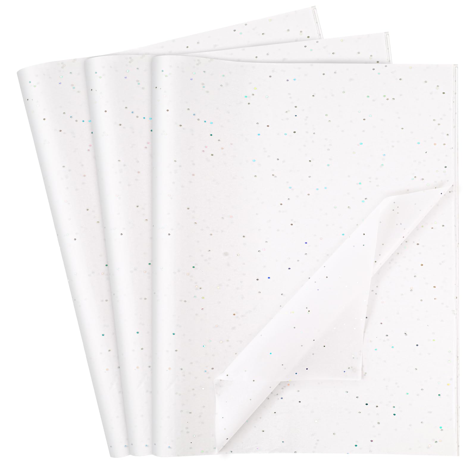 Koogel 120 Sheets White Tissue Paper, 20"x14" Glitter Wrapping Paper ...