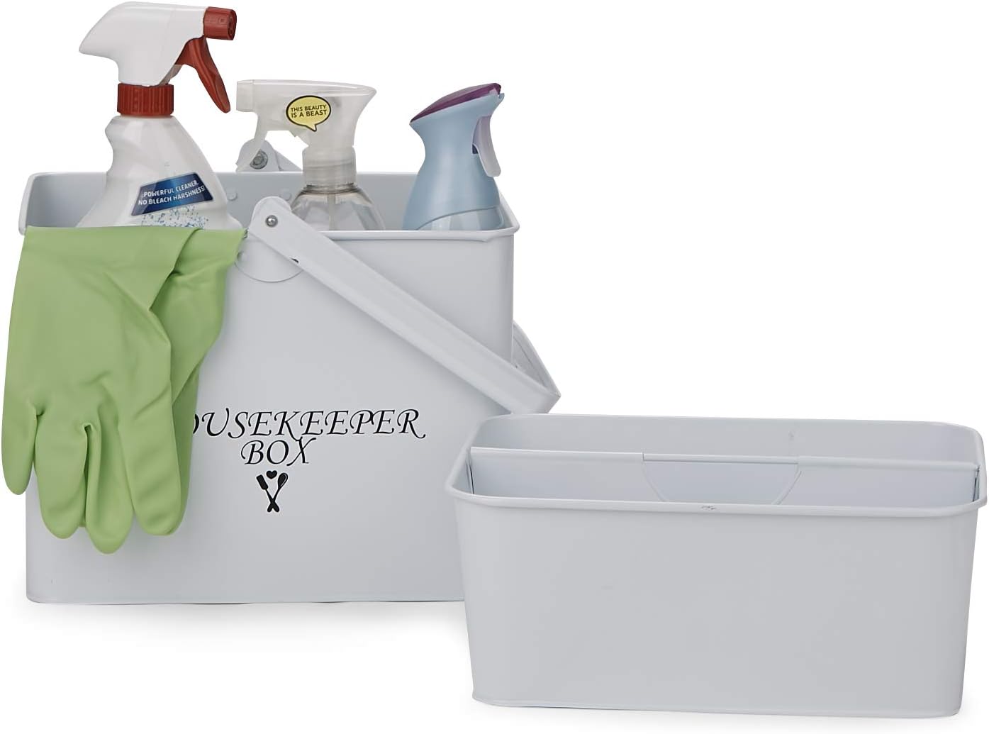Amazon.com: Mind Reader HOUSEK-WHT Metal Housekeeper Supply Basket ...