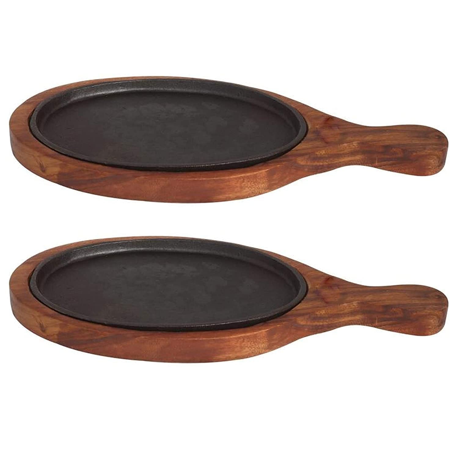 Buy ARTISTIC Wood Oval Sizzler Plate with Wooden Base and Handle ( 2 ...