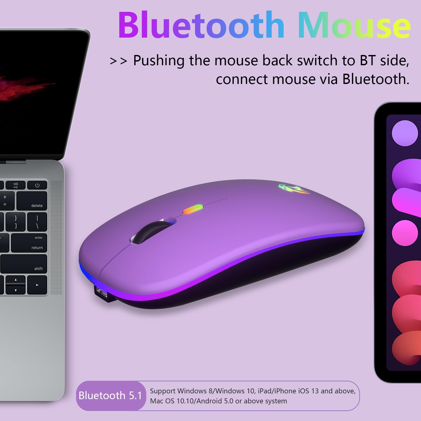 Mua ZXA Bluetooth Computer Mouse Led Wireless Mouse Portable Mobile ...