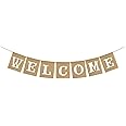 Amazon.com: Rainlemon Vintage Rustic Jute Burlap Welcome Banner Home ...