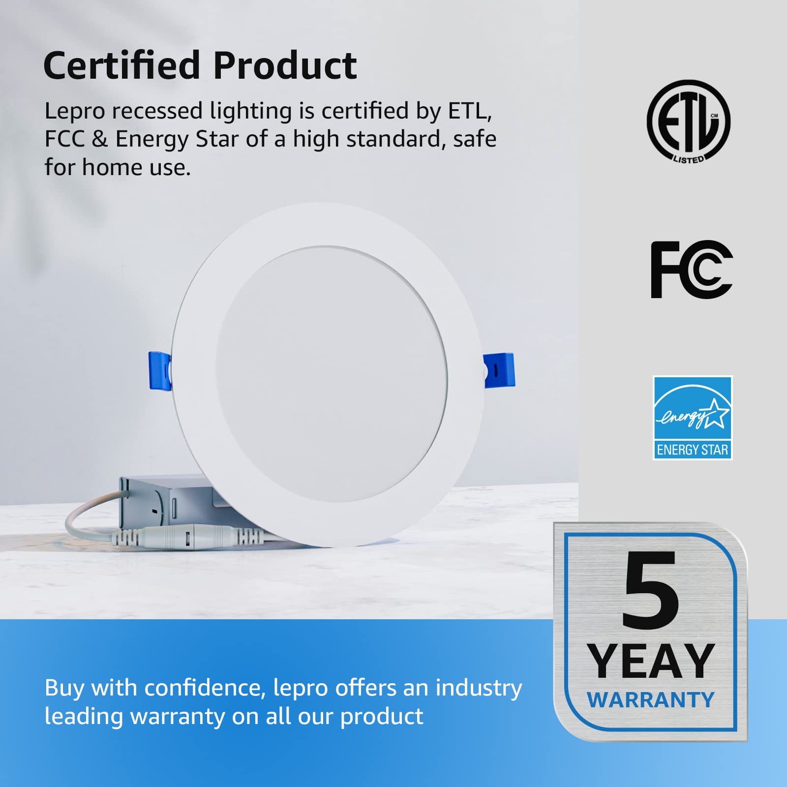 Lepro 6 Pack LED Recessed Lighting, 6 Inch Ultra-Thin Ceiling Light ...