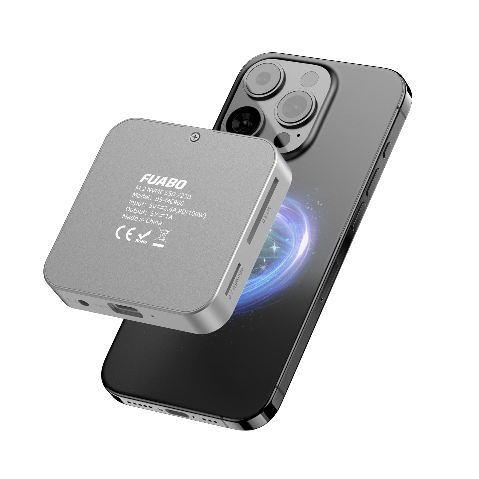 Magnetic M.2 NVMe SSD Enclosure & USB C Docking Station for iPhone ...