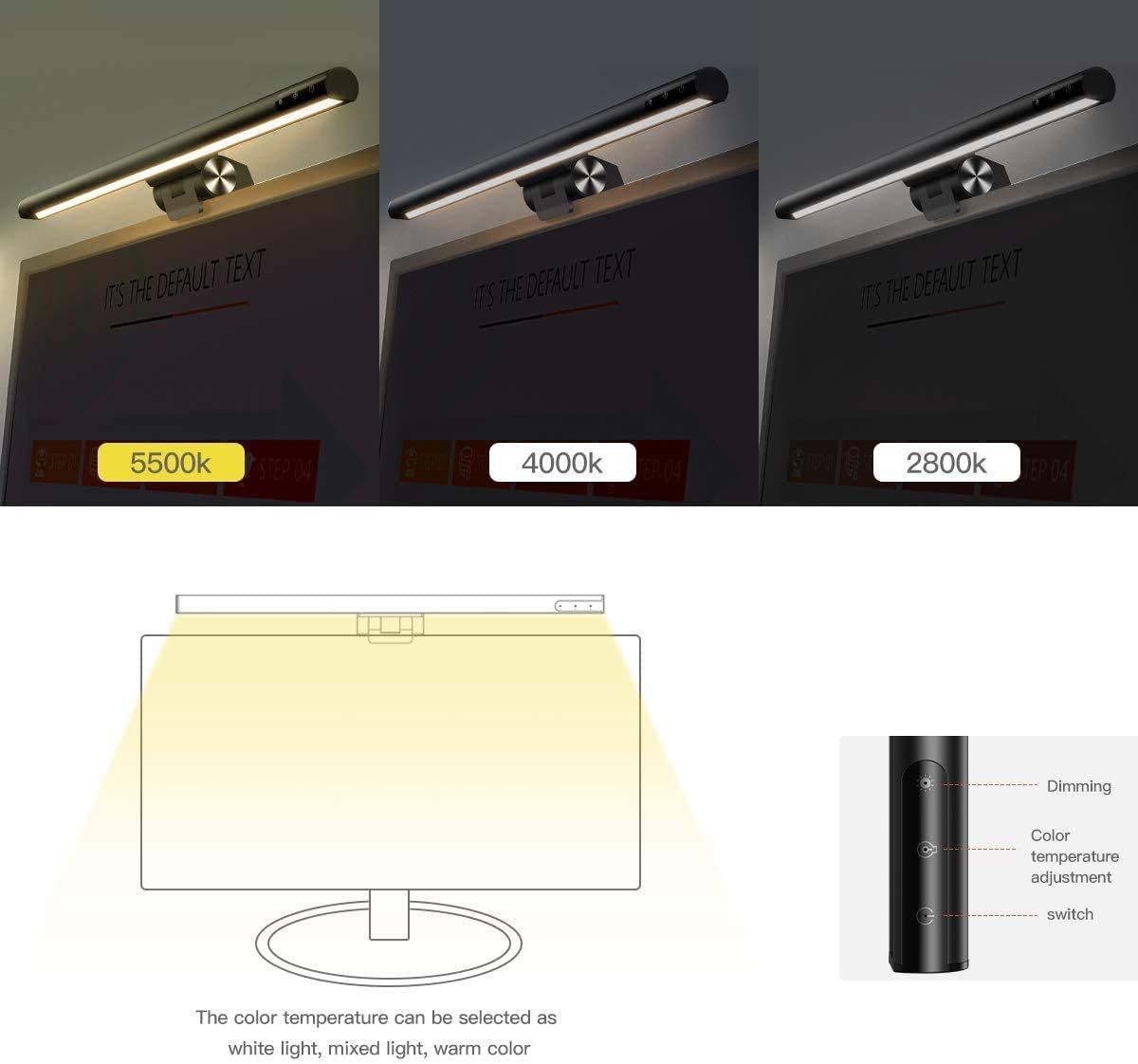 Baseus Computer Monitor Lamp, e-Reading LED ScreenBar, Adjustable Eye ...