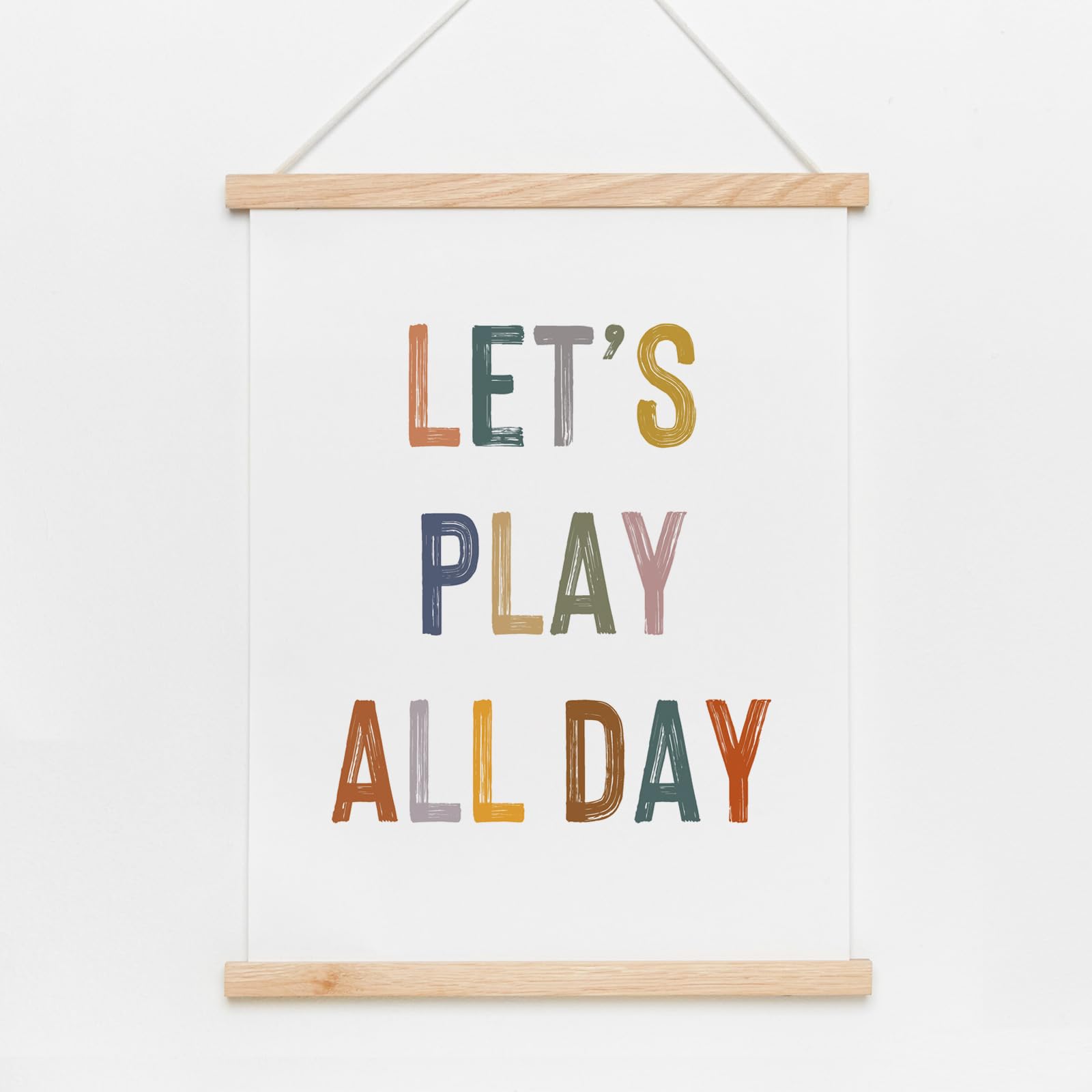 Let's Play All Day Poster, Modern Neutral Kids Decor, Boho Nursery ...