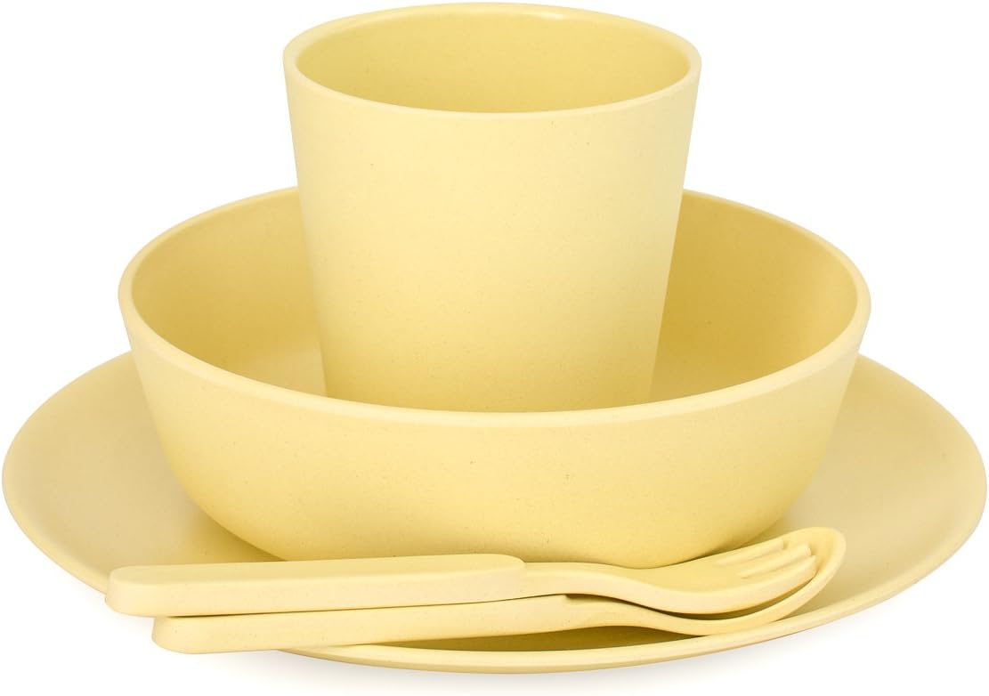 BoBo and Boo Bamboo 5 Piece Dinner Set (7 Colours Available) – Yellow ...