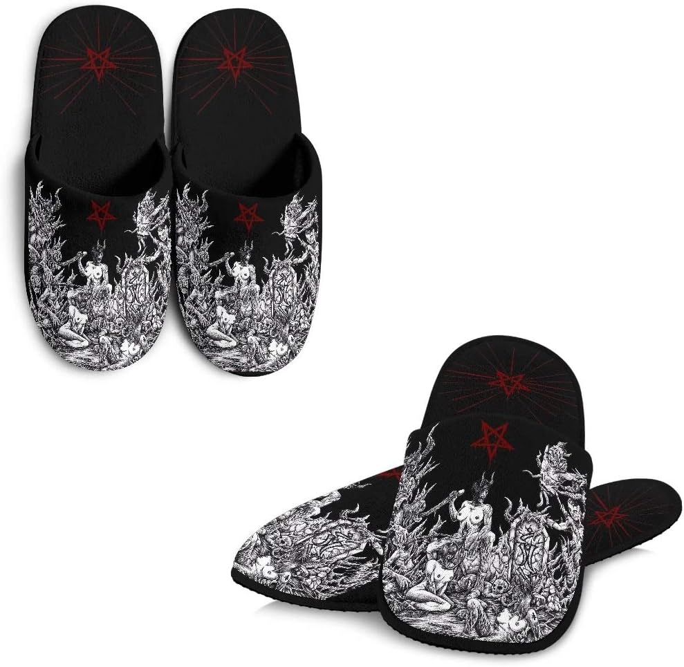 Skull Satanic Pentagram Demon Unholy Lust Cozy Slippers Awesome Gift ...