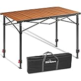 Amazon.com : TIMBER RIDGE Folding Camping Table Adjustable Height, 4-6 ...