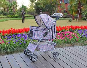 Amazon.com : Pink Leopard 4 Wheels Pet Dog Cat Stroller w/RainCover ...