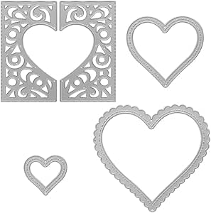 Heart Shaped Card Edge Cutting Dies +Outside and Inside Heart Metal Die ...