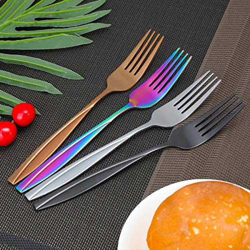 MDEALY 24-Piece Rainbow Silverware Utensils Set Good Quality Stainless ...