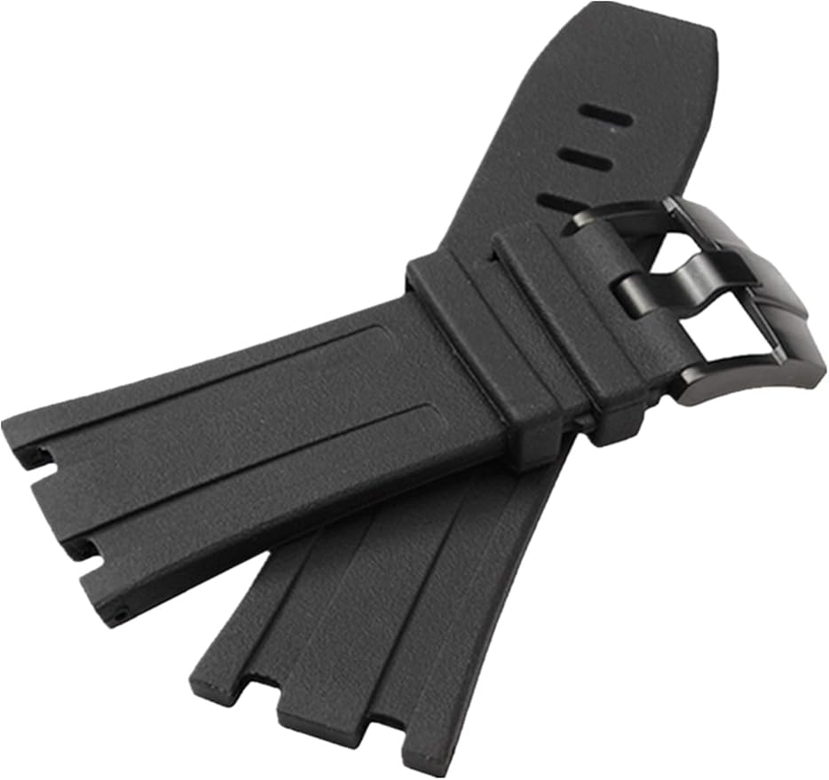 28mm AP Black Silicone Rubber Watch Band Strap Deployment Clasp Fits ...