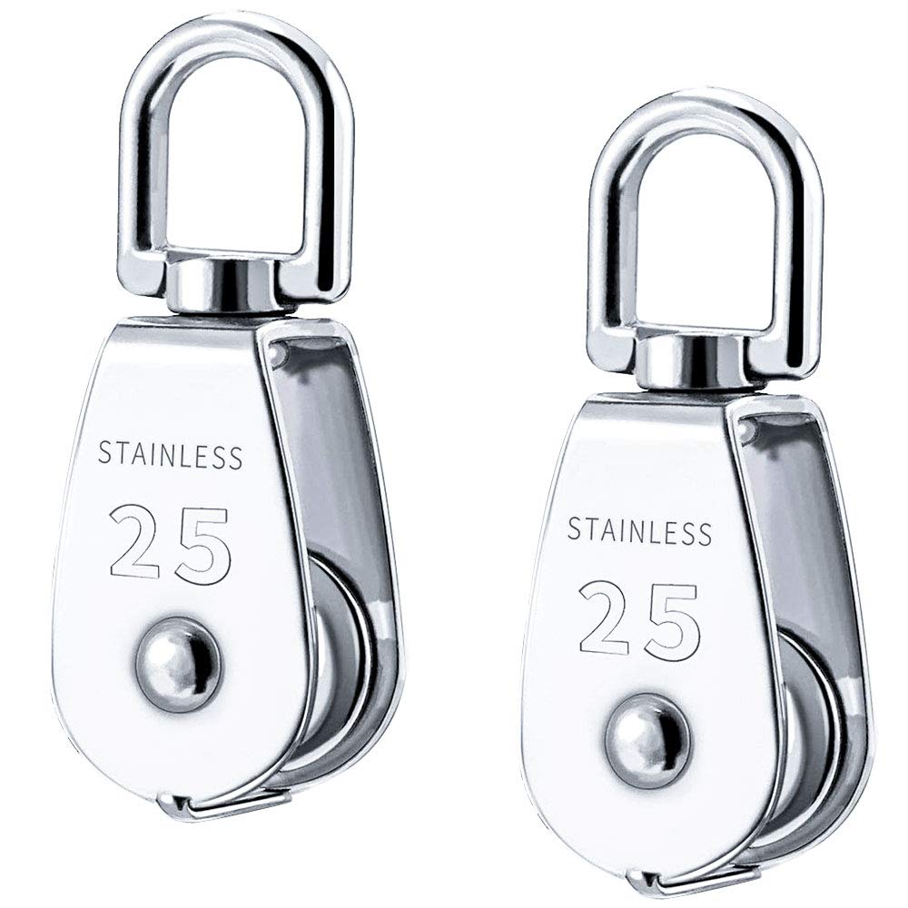 ManLee 2Pcs M25 Single Pulley Block Stainless Steel Pulley Roller ...