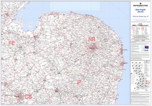 East Anglia (North) Postcode Sector Map 15 – Laminated Wall Map – BigaMart