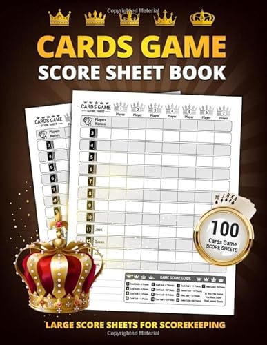 Cards Game Score Sheet Book: 100 Large Score Sheet Pages For ...