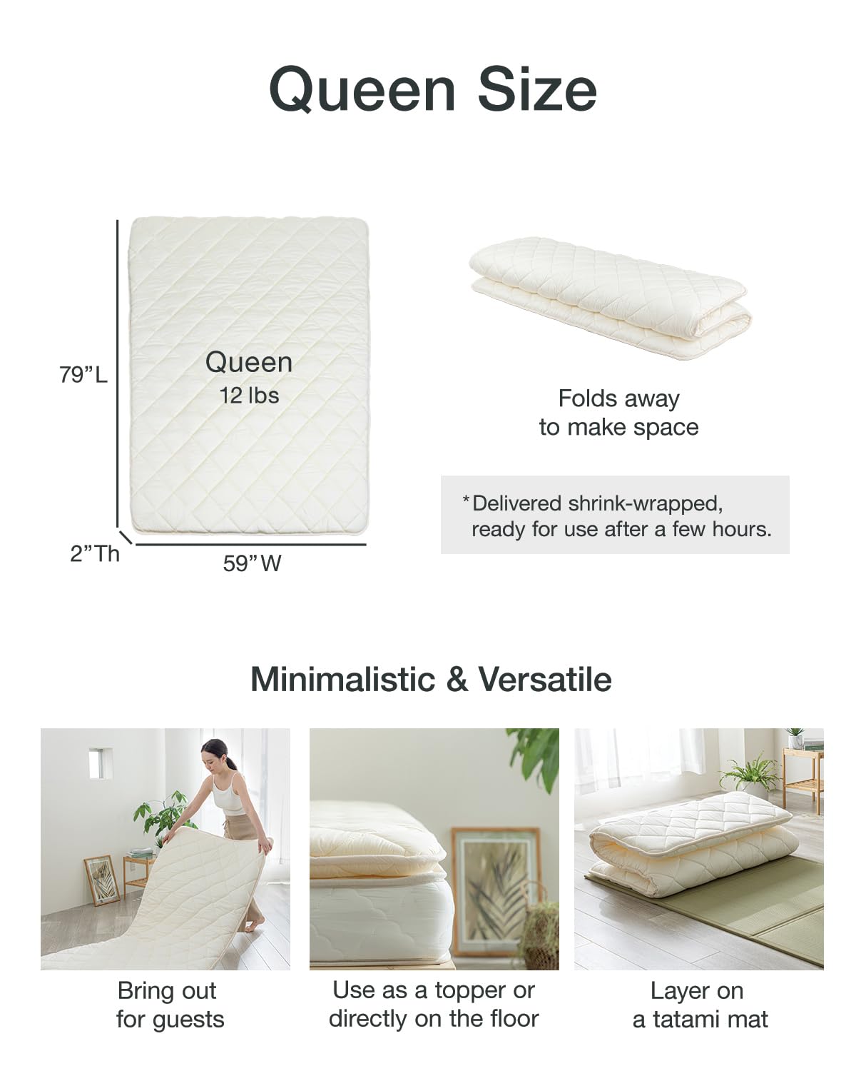 Mua FULI Japanese Futon, Foldable & Portable Floor Lounger Bed, Roll Up ...