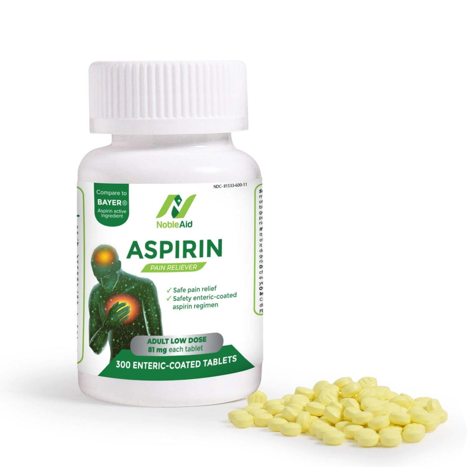 Mua NobleAid Pure Low Dose Baby Aspirin 81mg for Adults, 300 Count ...