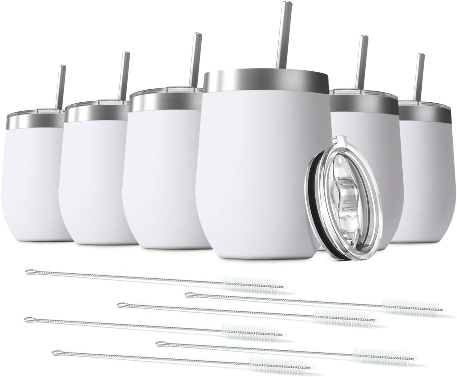 Amazon.com | Deitybless 6 Pack 12 oz Stainless Steel Stemless Wine ...