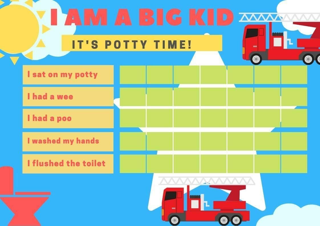 SCB Fire Engine Potty Toilet Training Reward Chart & Kids Child ...