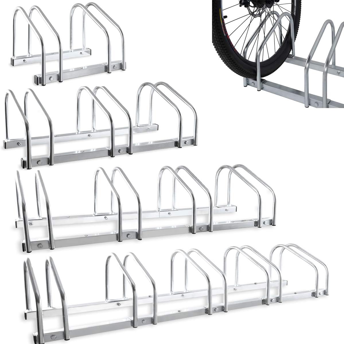 FiNeWaY Durable Floor Bike Rack or Wall Mounted Bikes Stand - Cycle ...