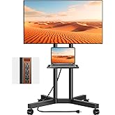 Amazon.com: TVON Mobile TV Stand with Power Outlet, Tilt Rolling TV ...
