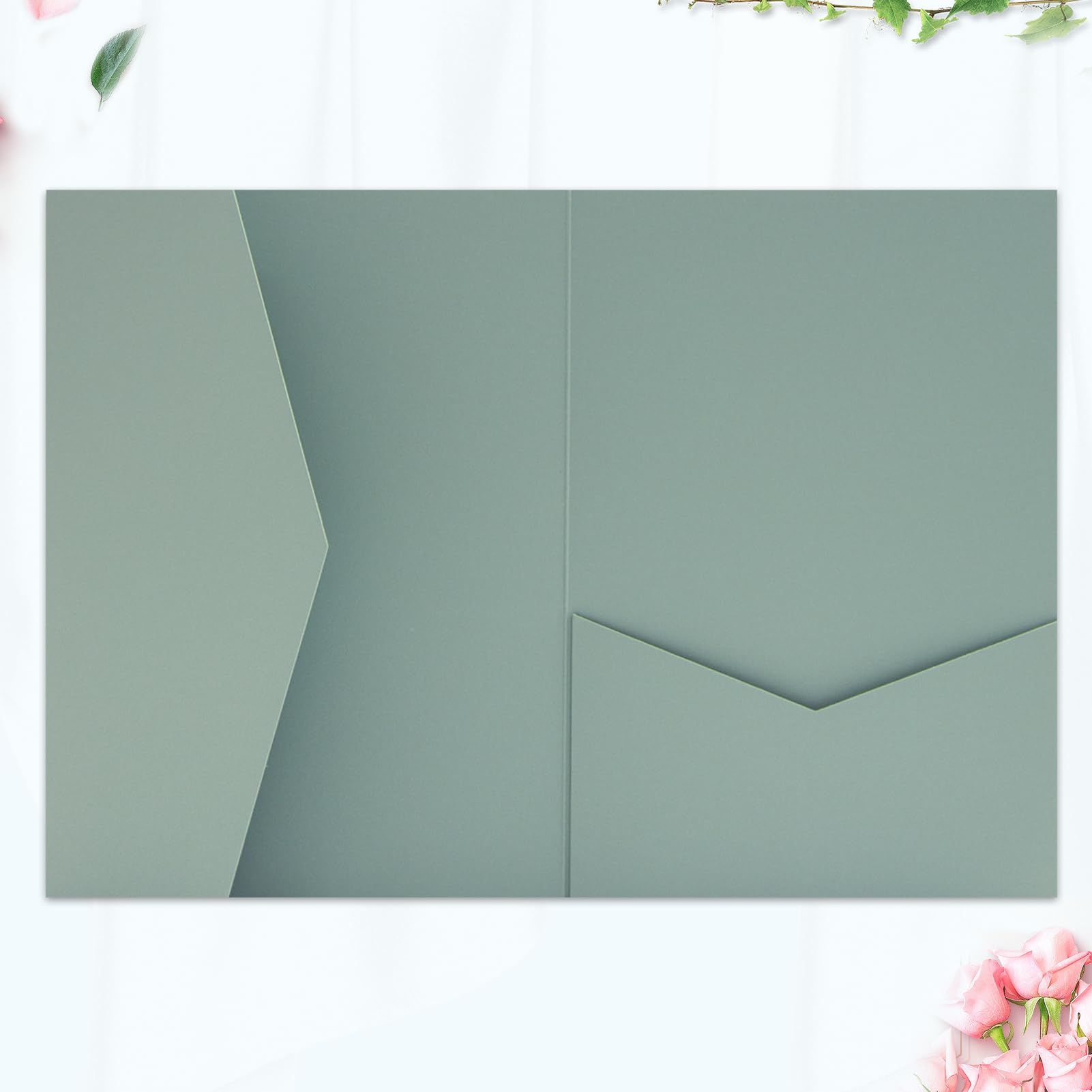 25 Pieces Dusty Blue A7 Pocket Invitations (5.12 x 7.09) Trifold ...