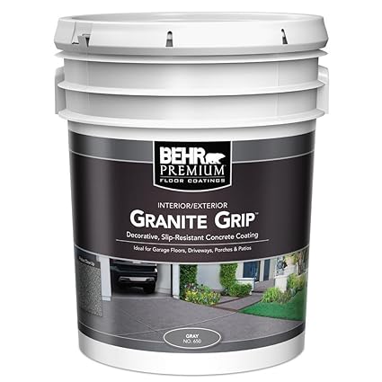 BEHR 5 gal. Gray Granite Grip Interior/Exterior Concrete Paint: Amazon ...