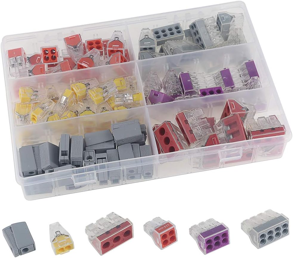 AGGER Push Wire Connector-100 Pcs Push-in Wire Conductor 1/2/3/4/6/8 ...