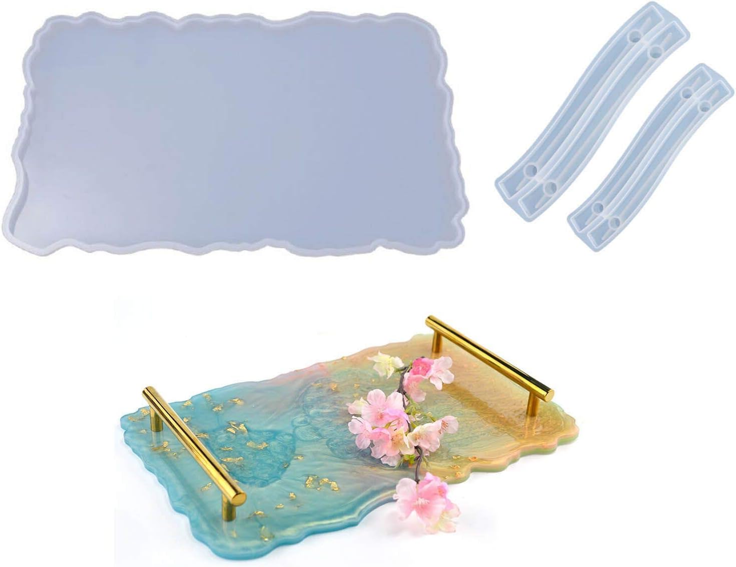 Yalulu Silicone Resin Tray Mold, Wave Agate Fruit Trays Coaster Epoxy Resin Casting Molds Table ...