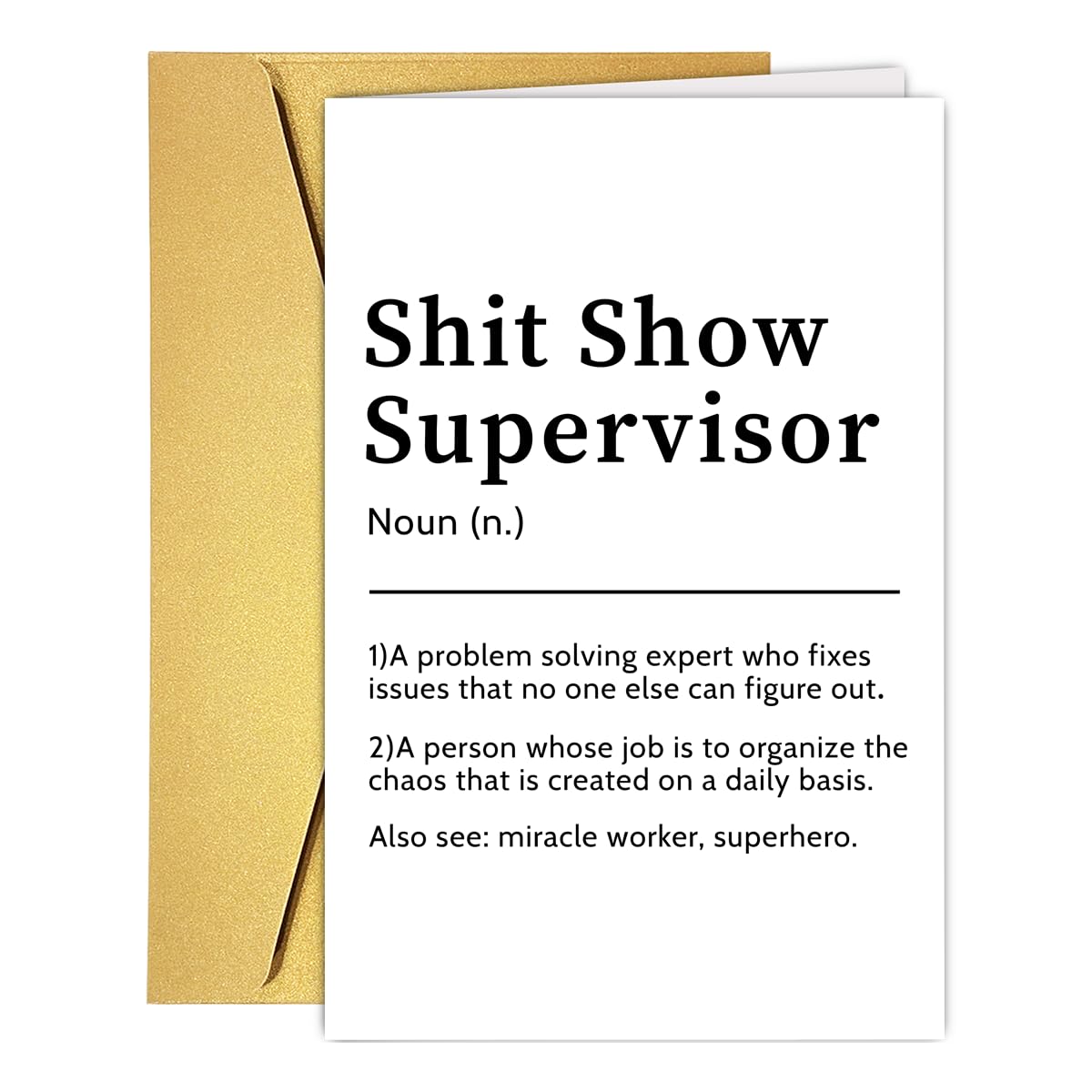 UUEFKTN Funny Shit Show Supervisor Definition Card, Humor Boss's Day ...