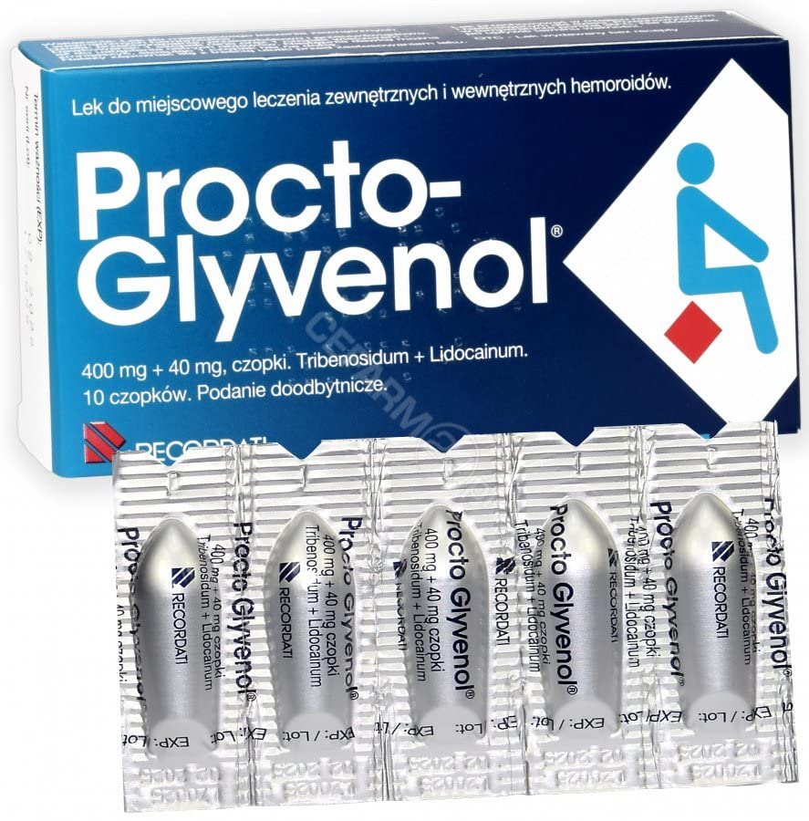 Procto-GLYVENOL Rectal Suppositories - 10 pcs Treatment of Hemorrhoids ...
