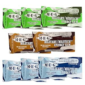 Amazon.com : MEG - Military Energy Gum | 100mg of Caffeine Per Piece ...