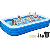 Amazon.com: Extra Large Inflatable Pool with Pump, Full-Sized Blow Up ...