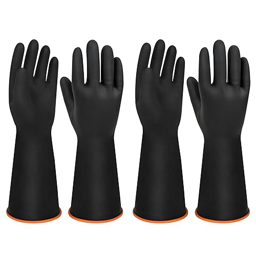 Nobgum 2 Pack 14" XL Size Latex Chemical Resistant Gloves, Reusable ...