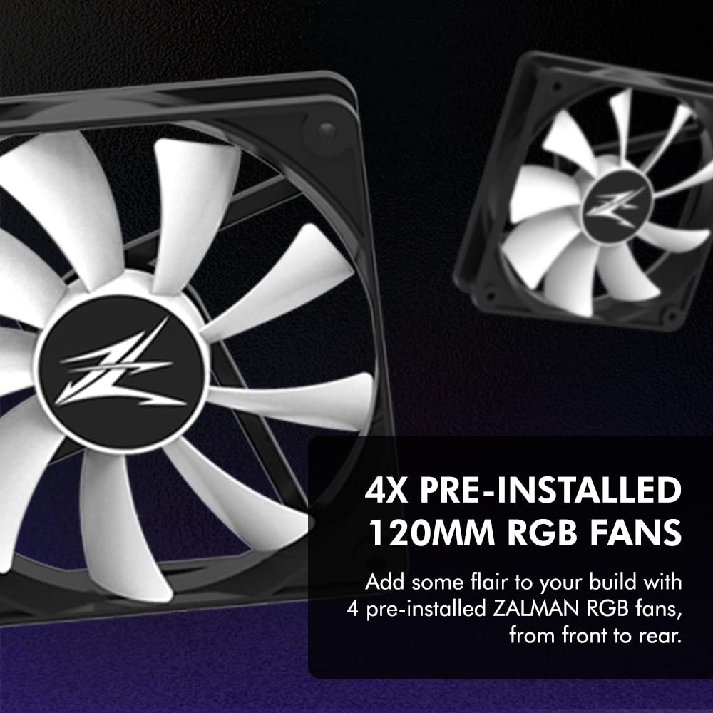 Zalman I3 NEO ATX Mid Tower Gaming PC Case - 4 X 120mm Fixed RGB Fans ...