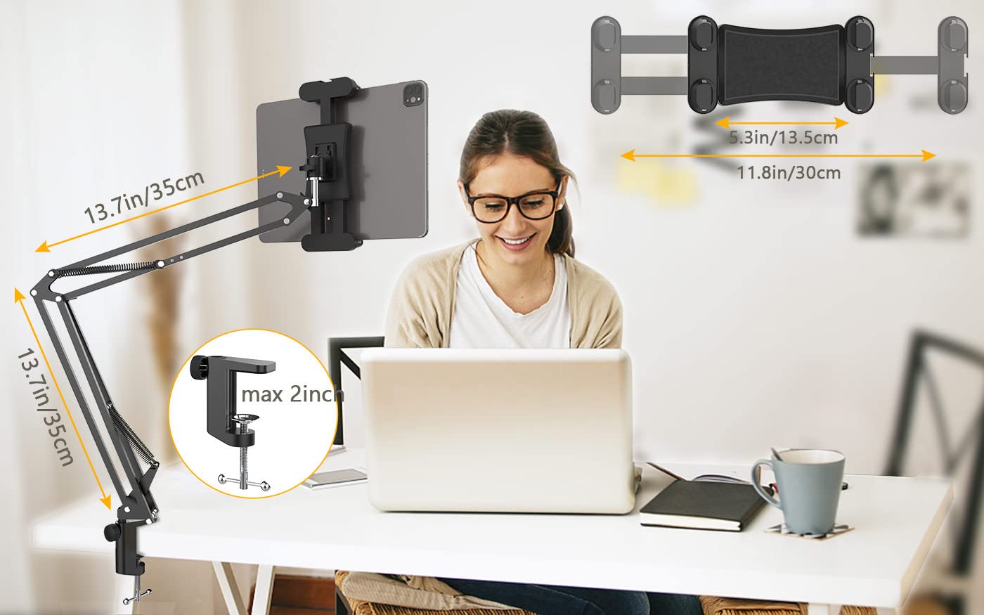 Mua LenTok Desk Tablet Arm Mount for iPad Portable Monitor 4.7-15.6 ...