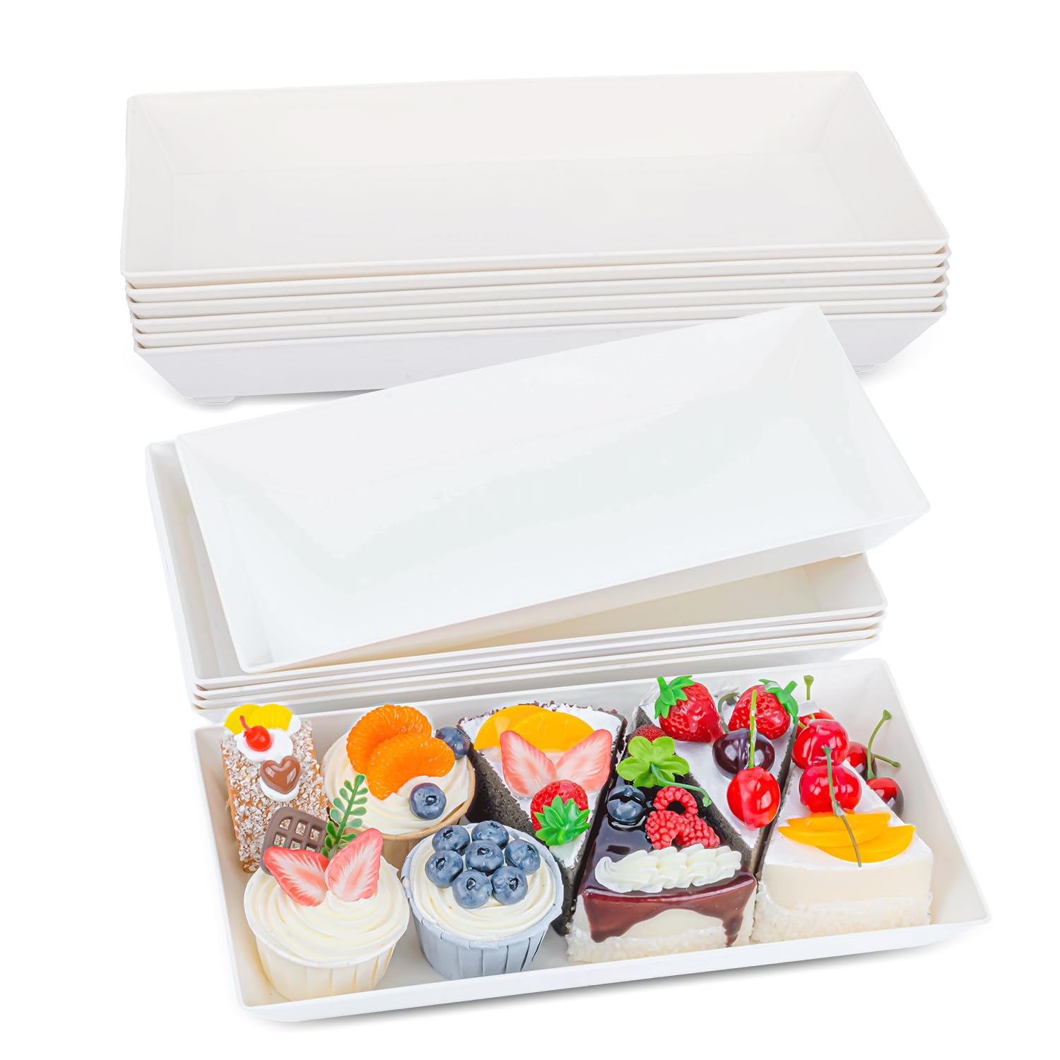 JEPISADI 12-Pack Dessert Trays, Rectangle Plate is Perfect for ...