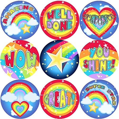 144 Rainbows and Stars 30 mm Reward Stickers for School Teachers ...