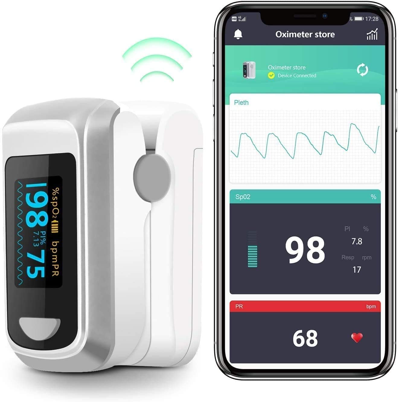 Bluetooth Oxygen Saturation Monitor, Oxygen Finger Monitor for Adult ...