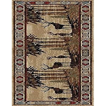 Amazon.com: Rug Empire Rustic Lodge, Deer Area Rug, 27" W x 91" L ...
