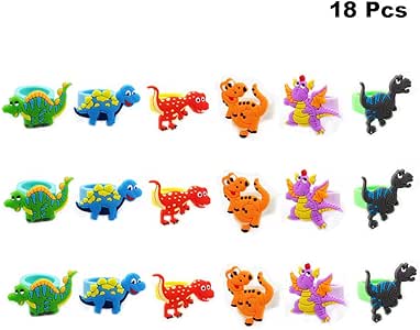 Amazon.com: Finduat 18 Pcs Dinosaur Rubber Rings for Party Favors: Toys ...