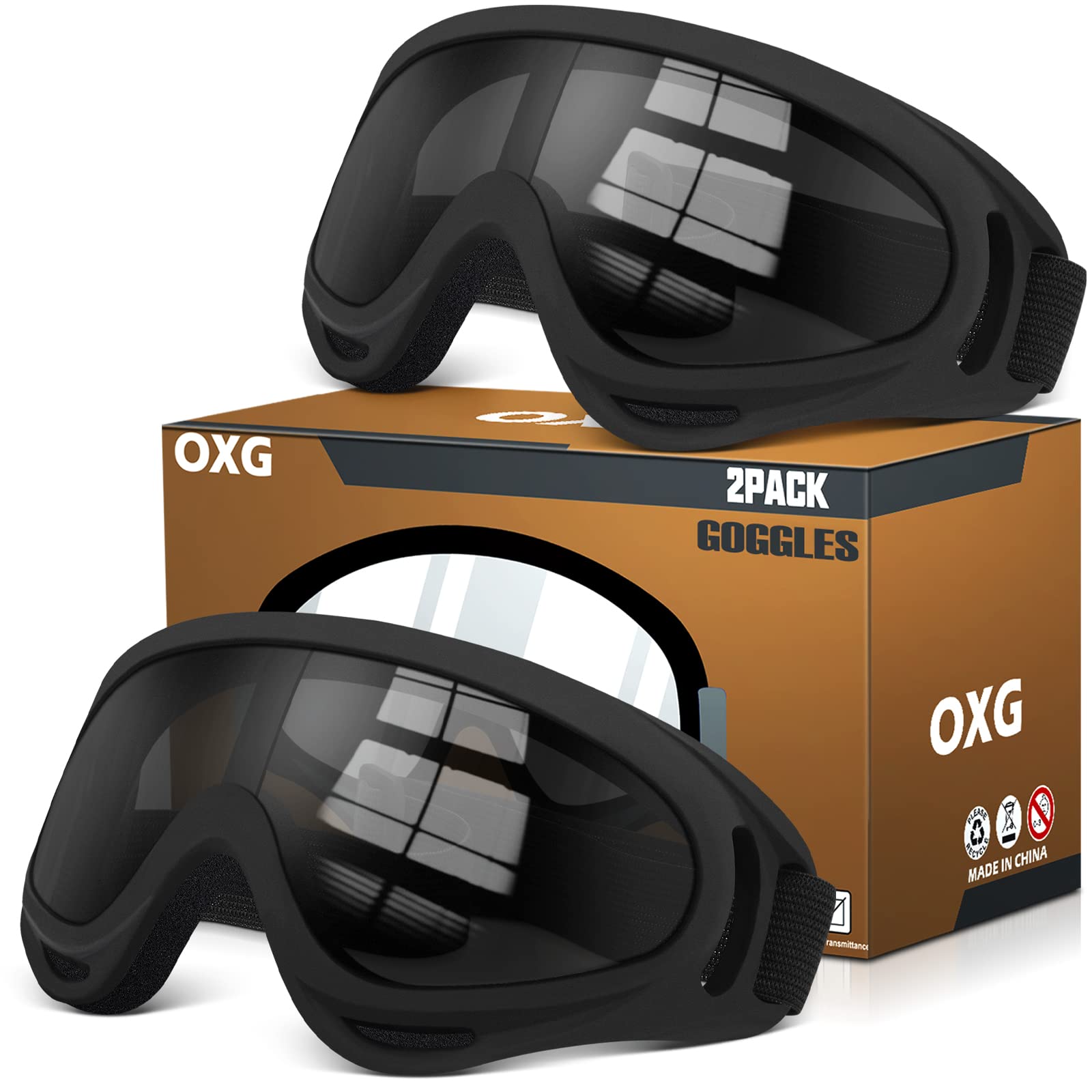 OXG 2 Pack Motorcycle Goggles for Men and Women, Dirt Bike ATV ...