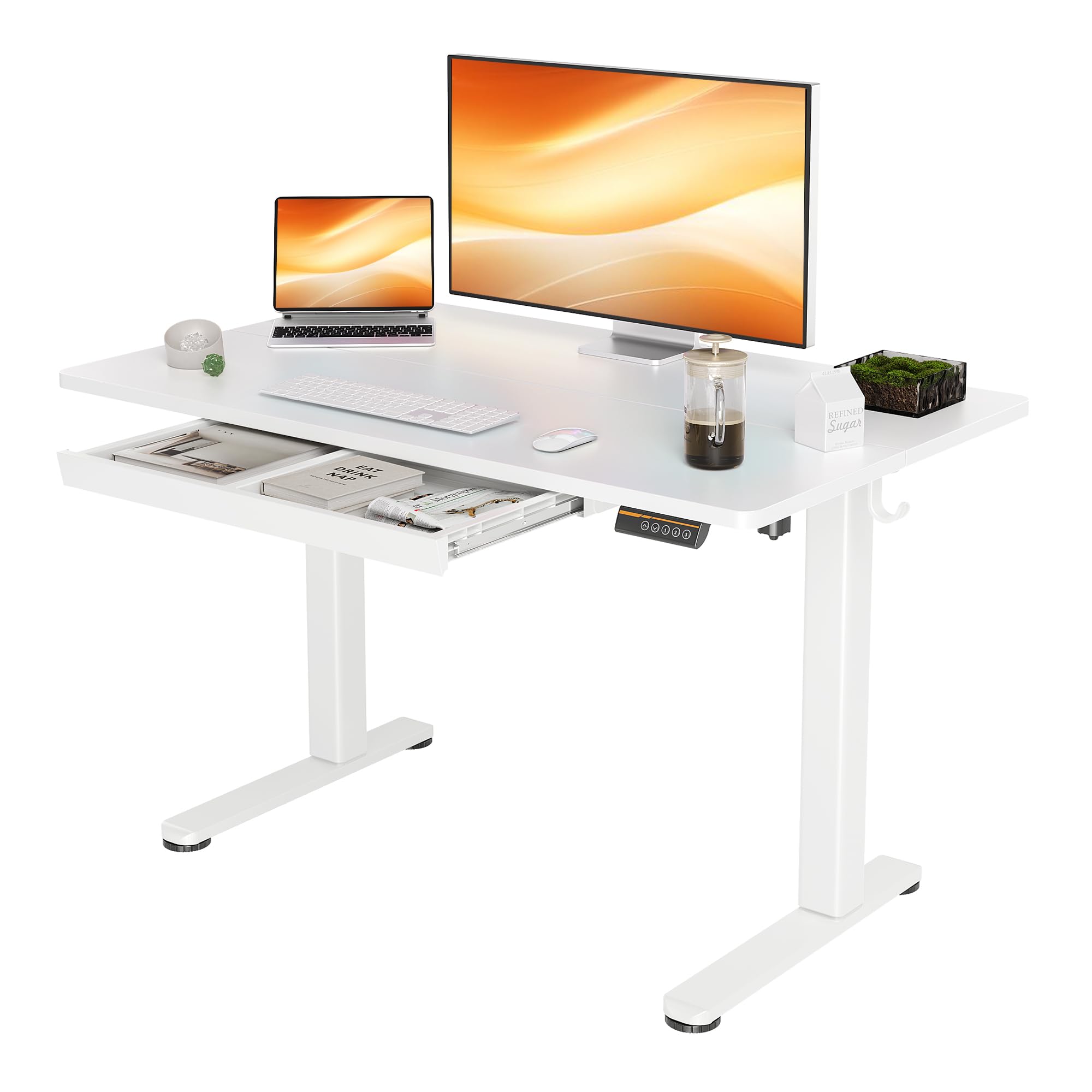 YDN Standing Desk with Drawers, 48 x 24 Inch White Standing Desks ...