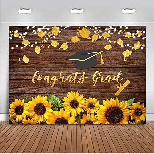 Mocsicka Class of 2022 Backdrop 7x5ft Sunflower Rustic Wood Graduation ...