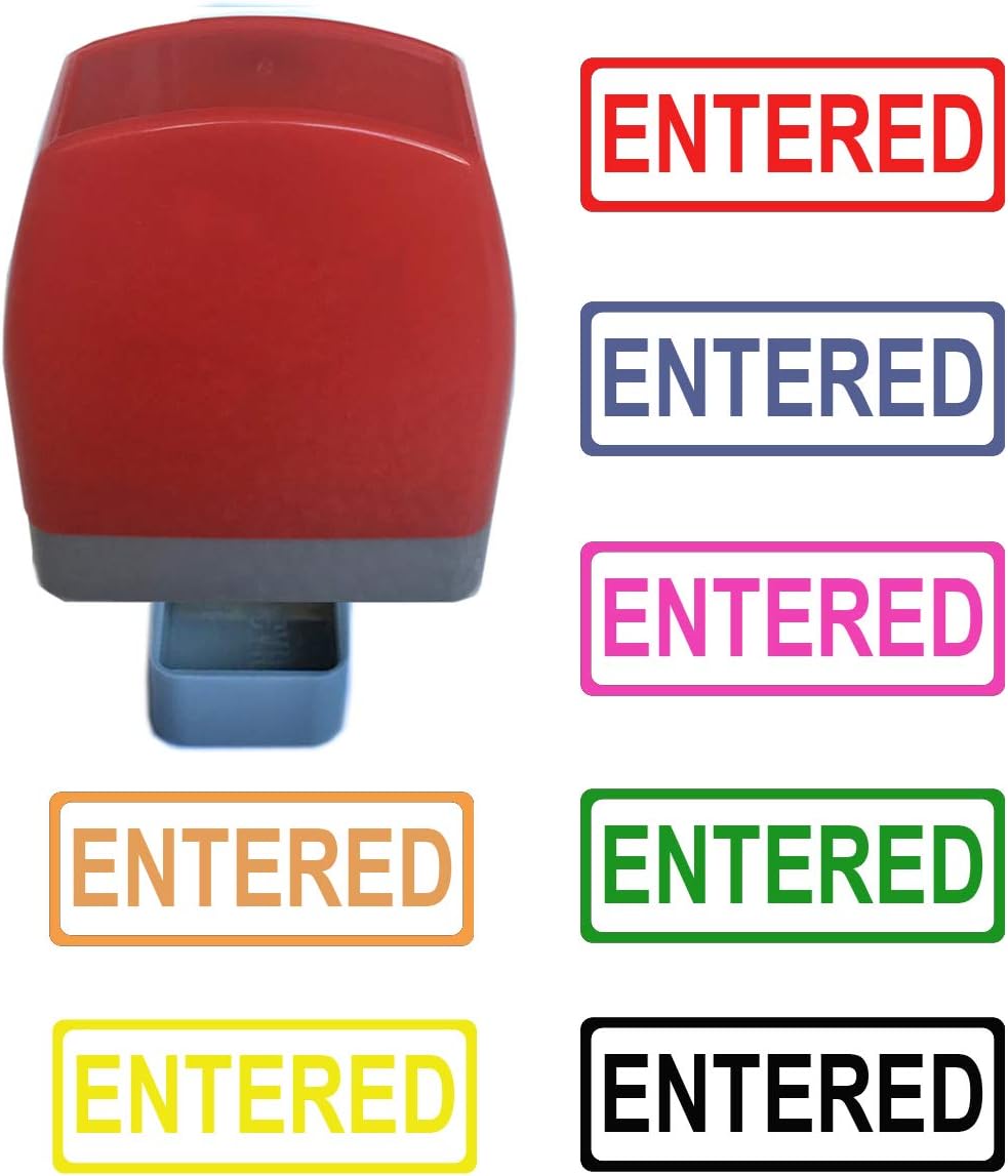 Amazon.com : Entered Self Inking Rubber Stamp - Green Ink Color ...