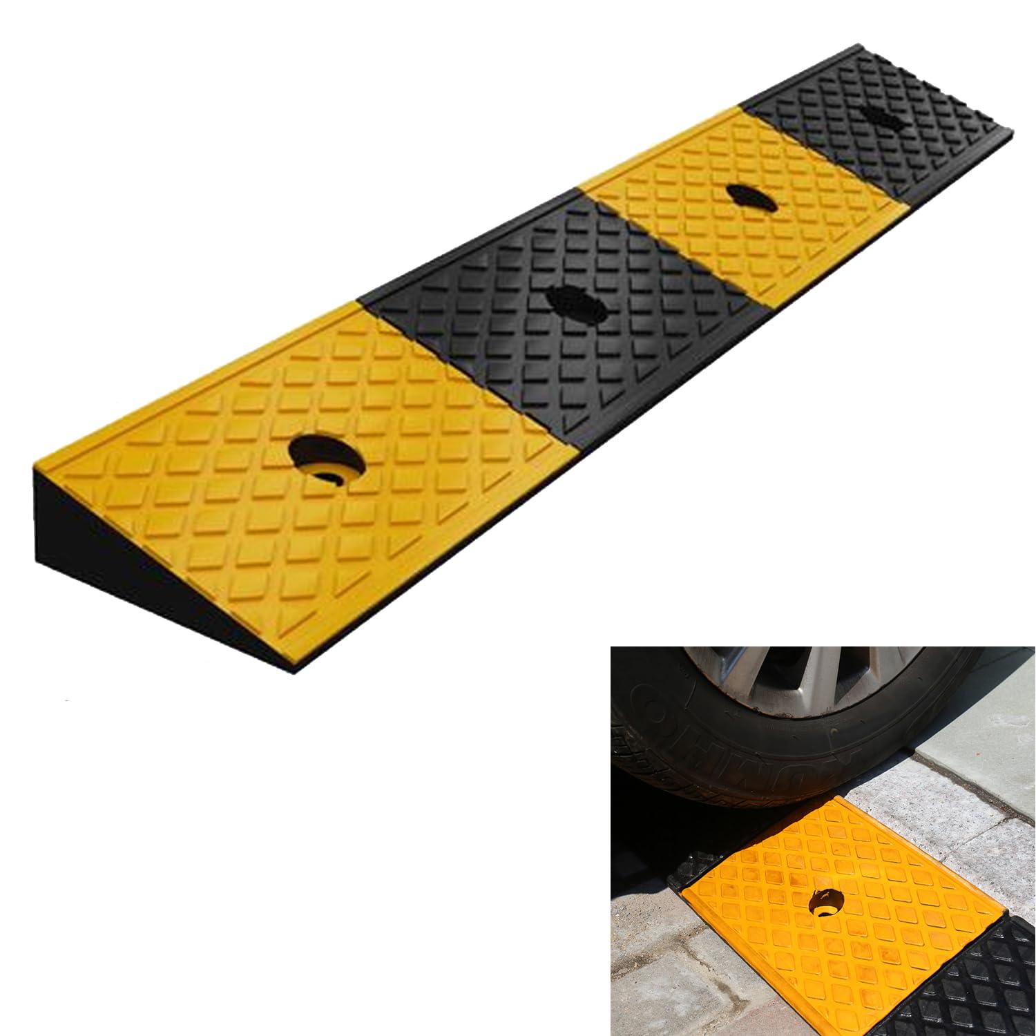 Nisorpa 2" Rubber Curb Ramps Heavy Duty Driveway Curb Ramps Loading ...